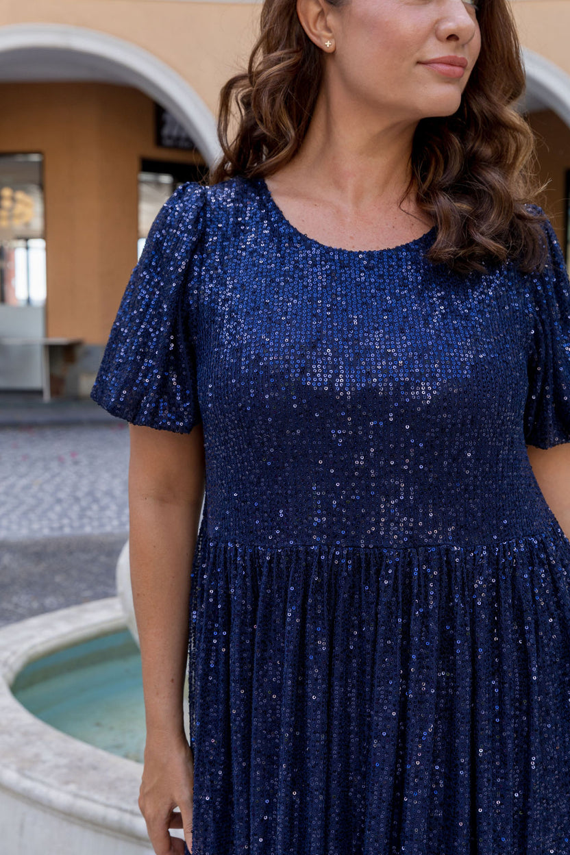 Glimmer Sequin Midi Dress in Navy – Proud Poppy Clothing