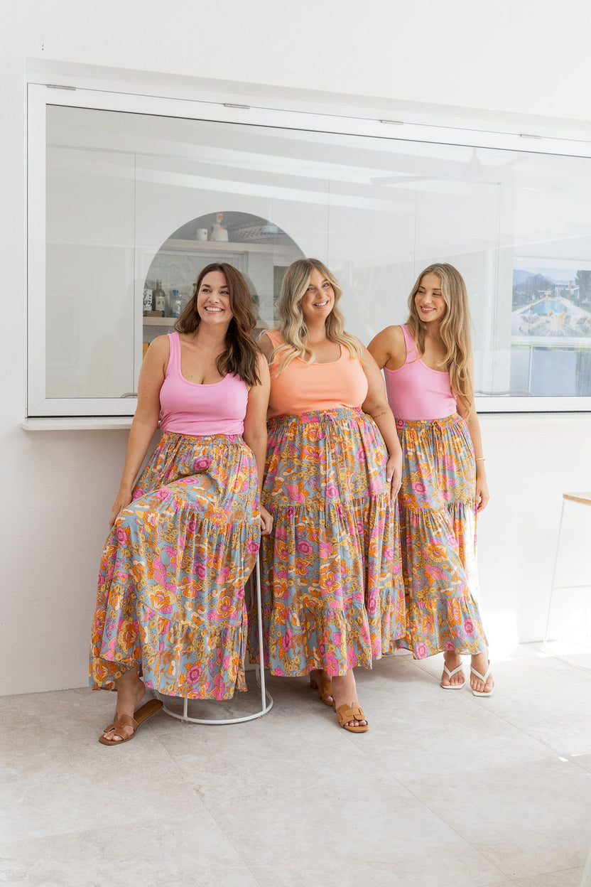 Carrie Skirt in Ash Mixed Floral – Proud Poppy Clothing