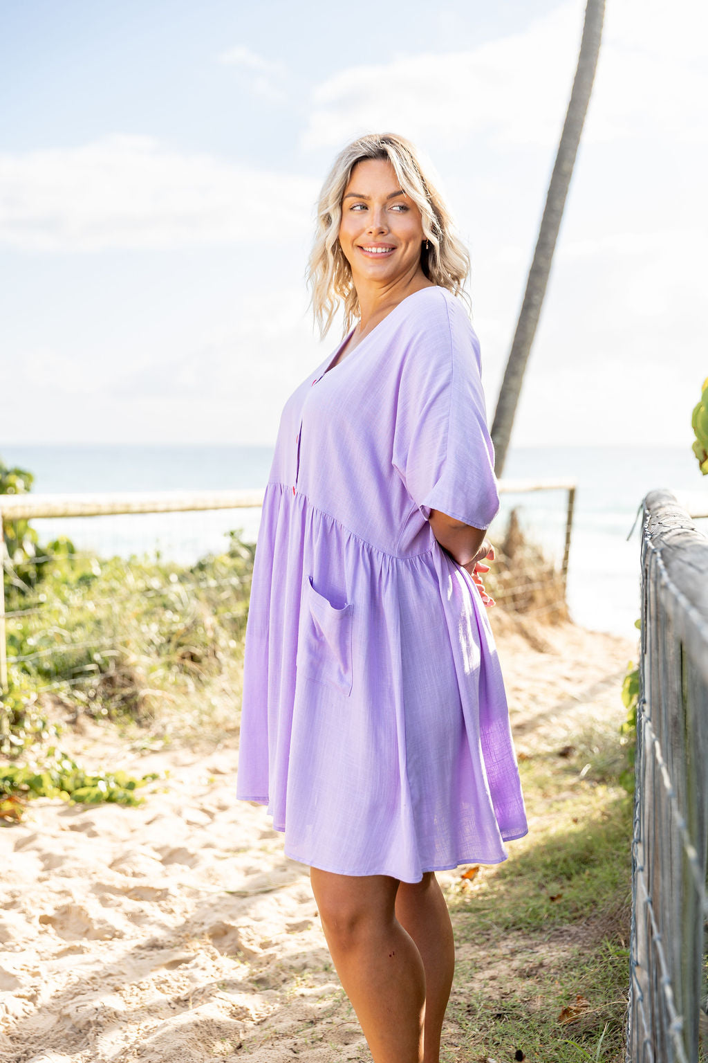 Disco Linen Blend Dress in Violet – Proud Poppy Clothing