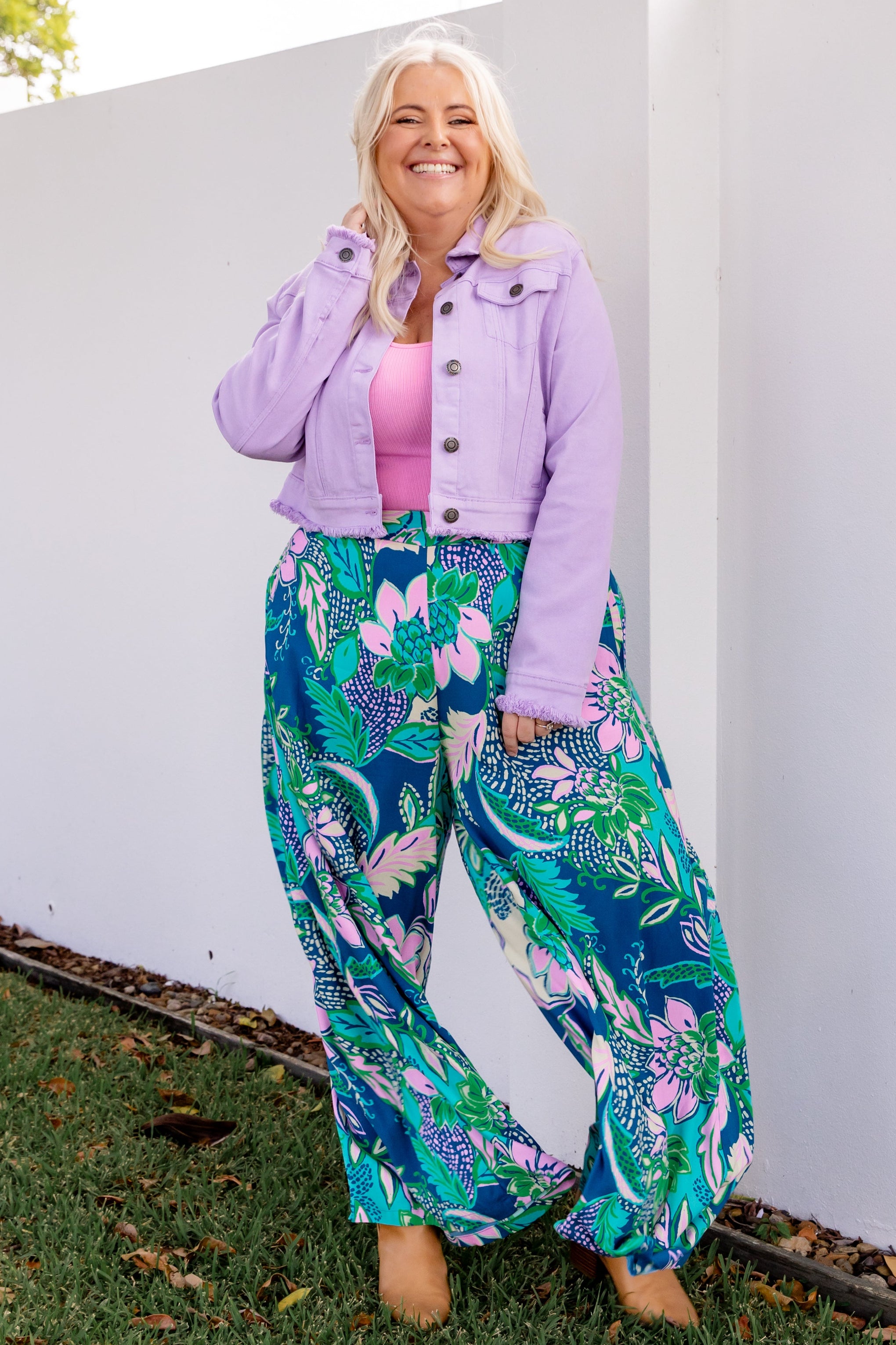 Kenzi Cropped Denim Jacket in Lilac – Proud Poppy Clothing