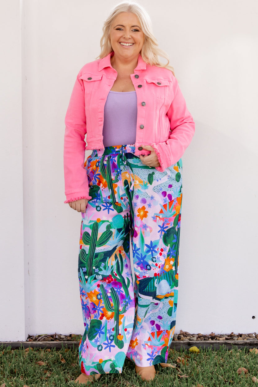 Kenzi Cropped Denim Jacket in Pink – Proud Poppy Clothing