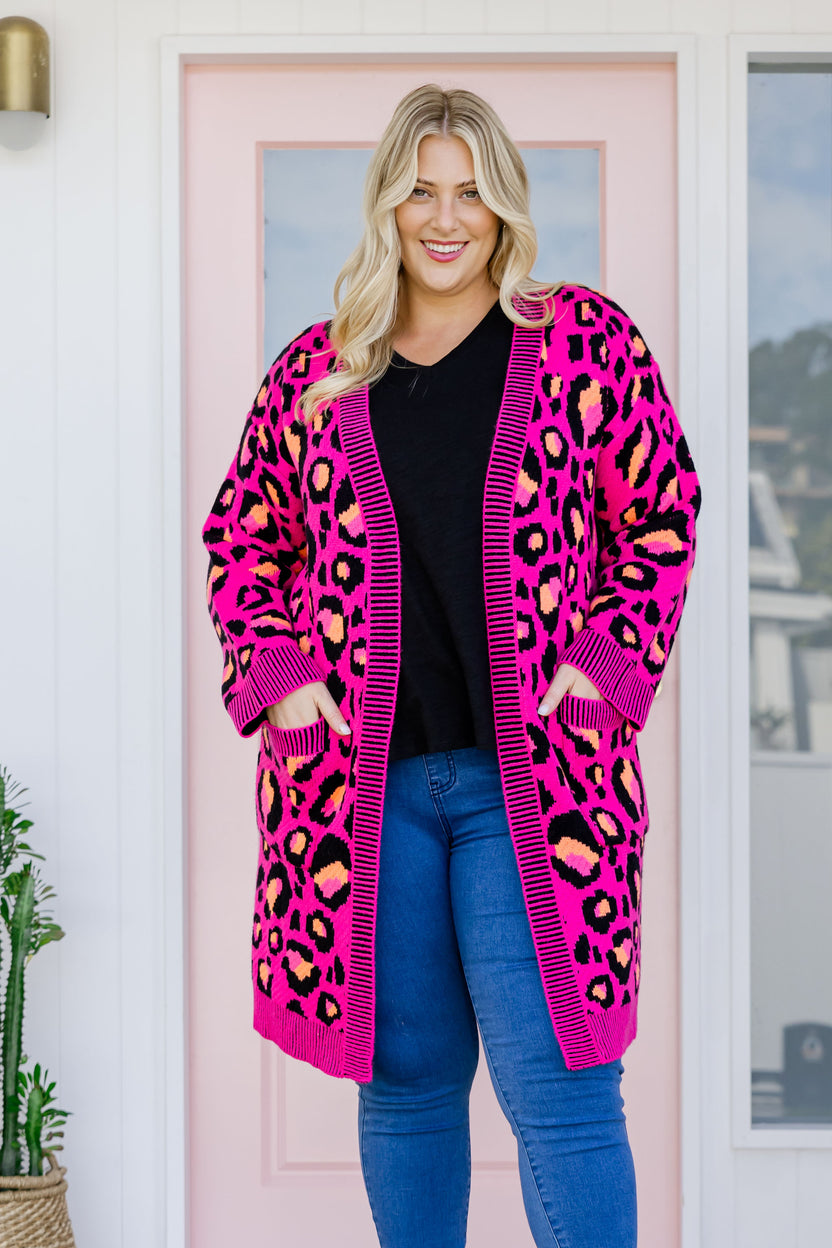 Darcy Cardi In Pink Leopard by Kasey Rainbow – Proud Poppy Clothing