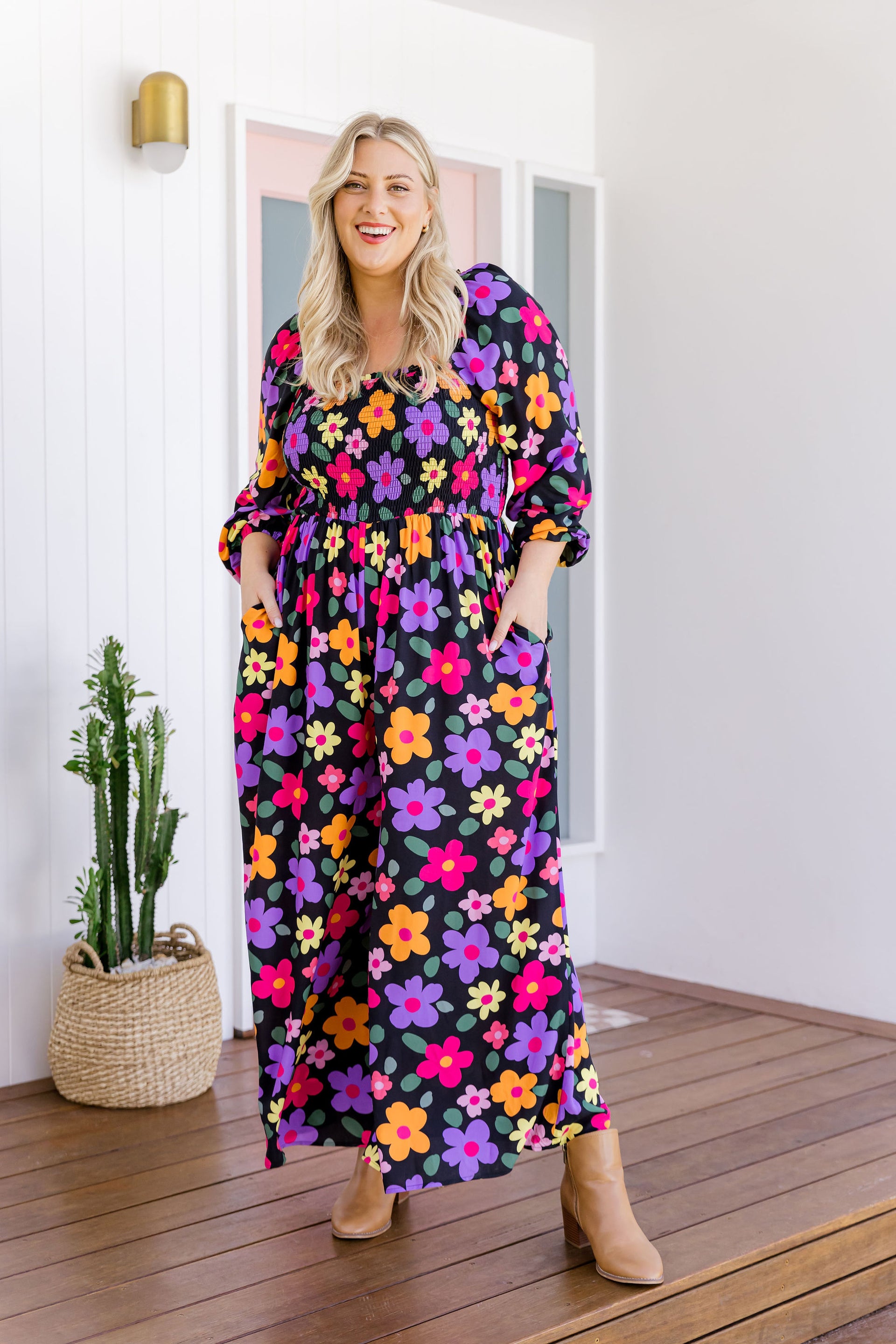 Emily Long Sleeve Jumpsuit in Bloomie – Proud Poppy Clothing