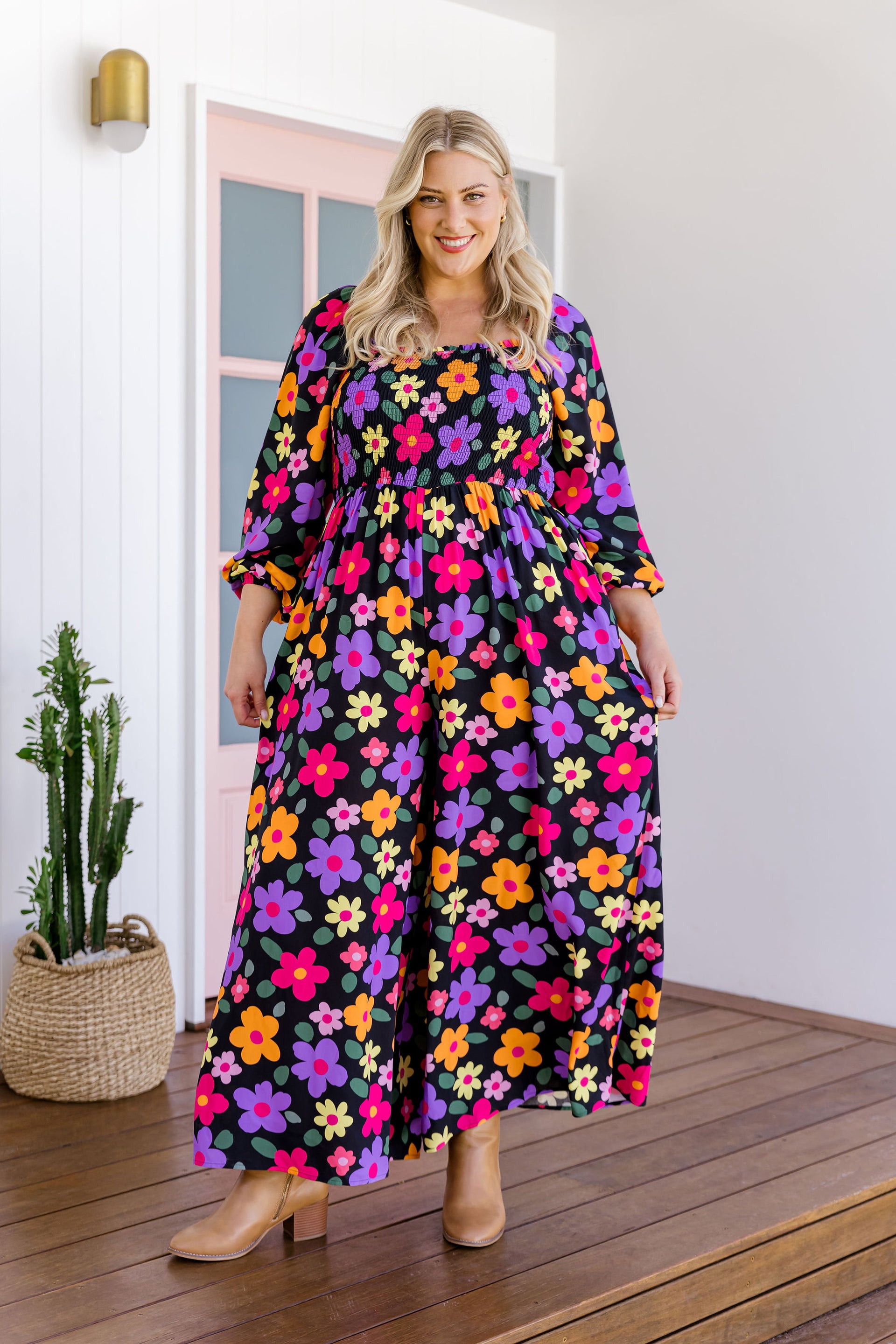 Emily Long Sleeve Jumpsuit in Bloomie – Proud Poppy Clothing