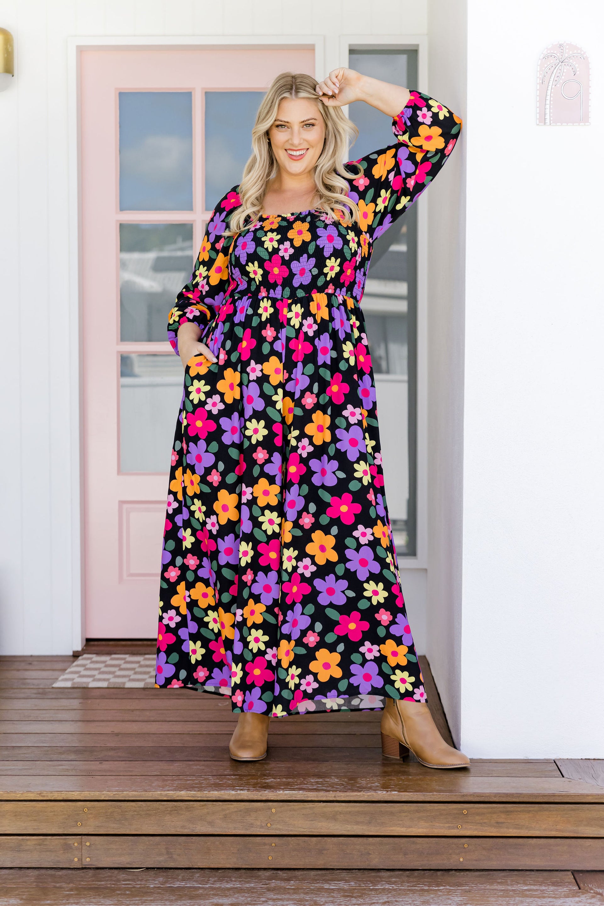 Emily Long Sleeve Jumpsuit in Bloomie – Proud Poppy Clothing