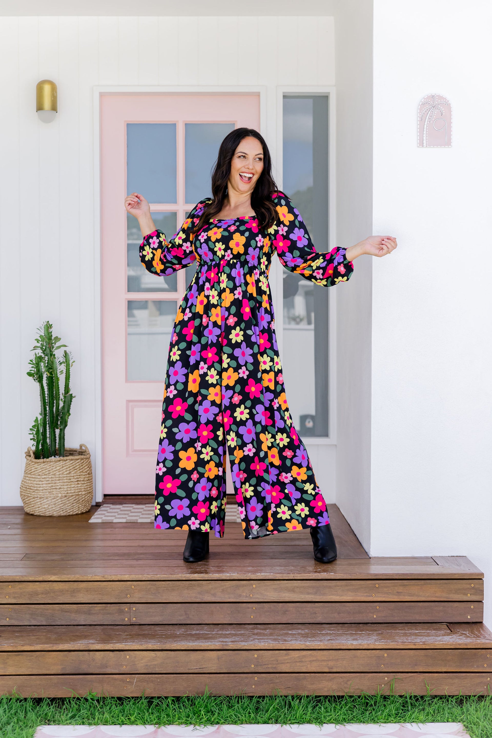 Emily Long Sleeve Jumpsuit in Bloomie – Proud Poppy Clothing