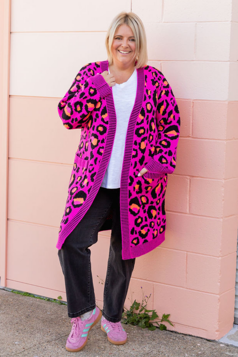 Darcy Cardi In Pink Leopard by Kasey Rainbow – Proud Poppy Clothing