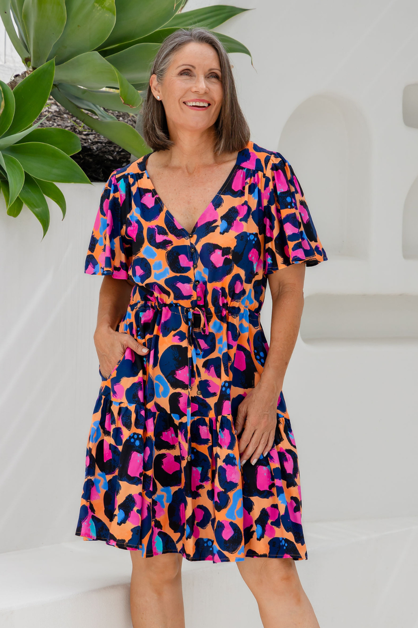 Esmae Dress in Sherbie - Peach Leopard by Kasey Rainbow – Proud Poppy ...